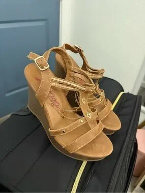 Shoes | Classic Tan Wedge Sandals Women | Poshmark